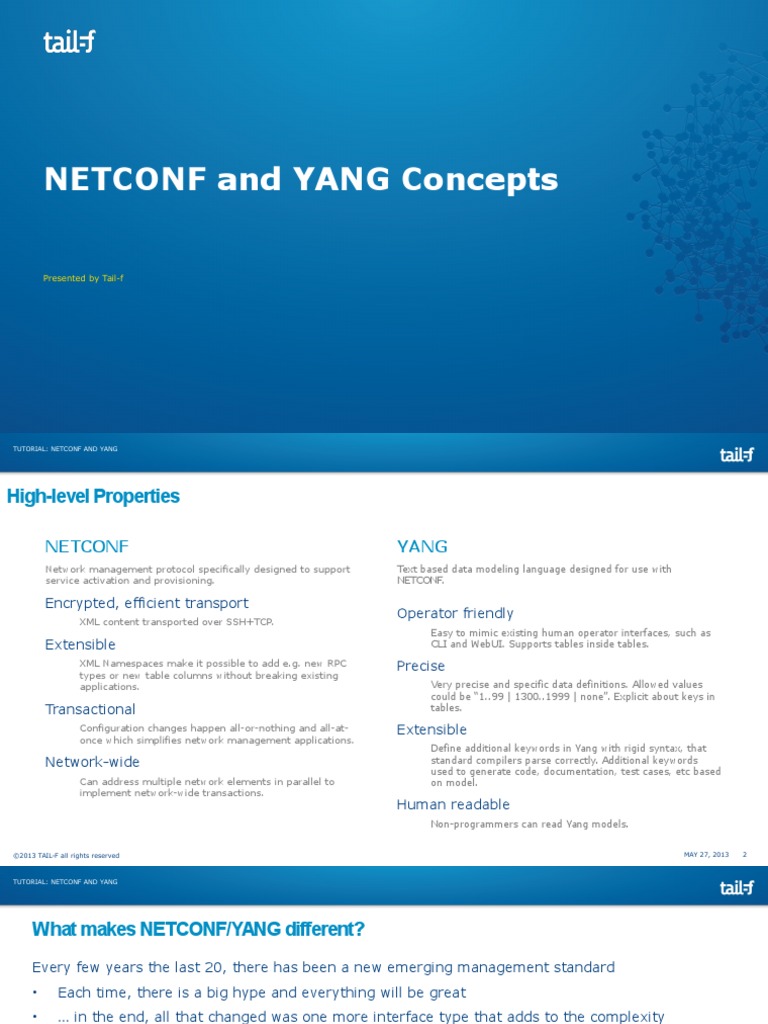 NETCONF and YANG Concepts: Presented by Tail-F | PDF | Network ...