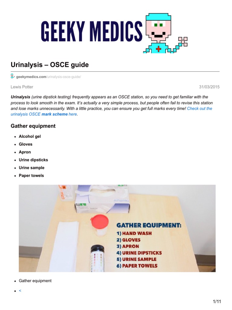 Urinalysis OSCE Guide | PDF | Urine | Medical Specialties