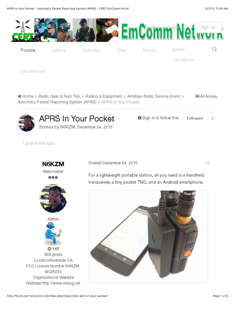 APRS in Your Pocket - Automatic Packet Reporting System (APRS) - CERT ...