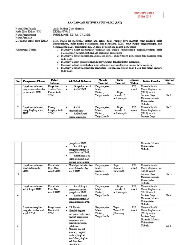 Rat Dan Sat Ekma 4476 Audit SDM | PDF