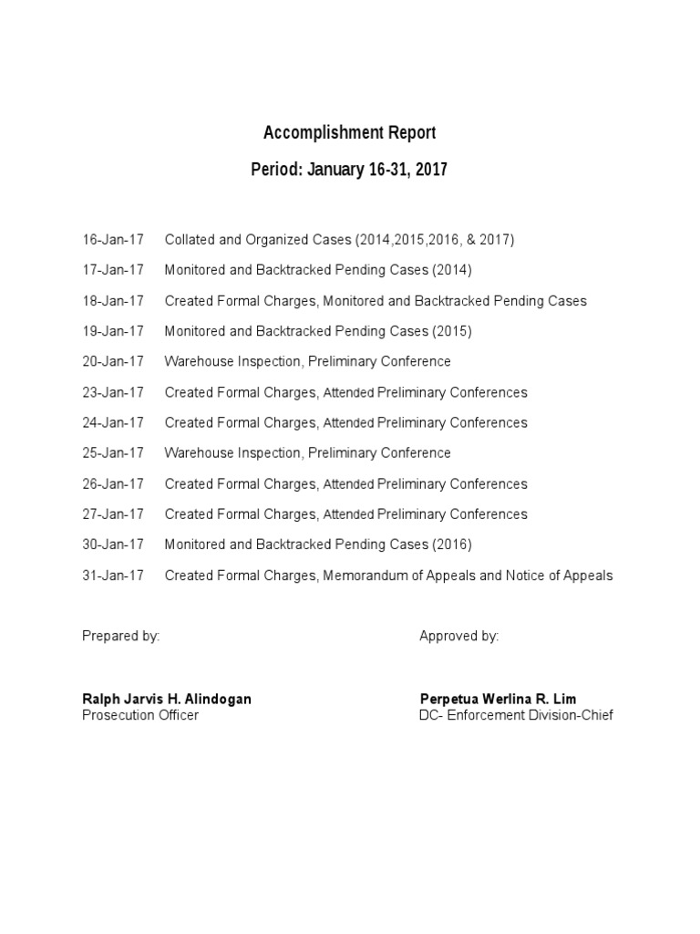 Template - Accomplishment Report | PDF | Finance & Money Management