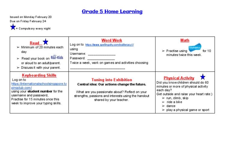 Grade 5 Weekly Home Learning Plan | PDF