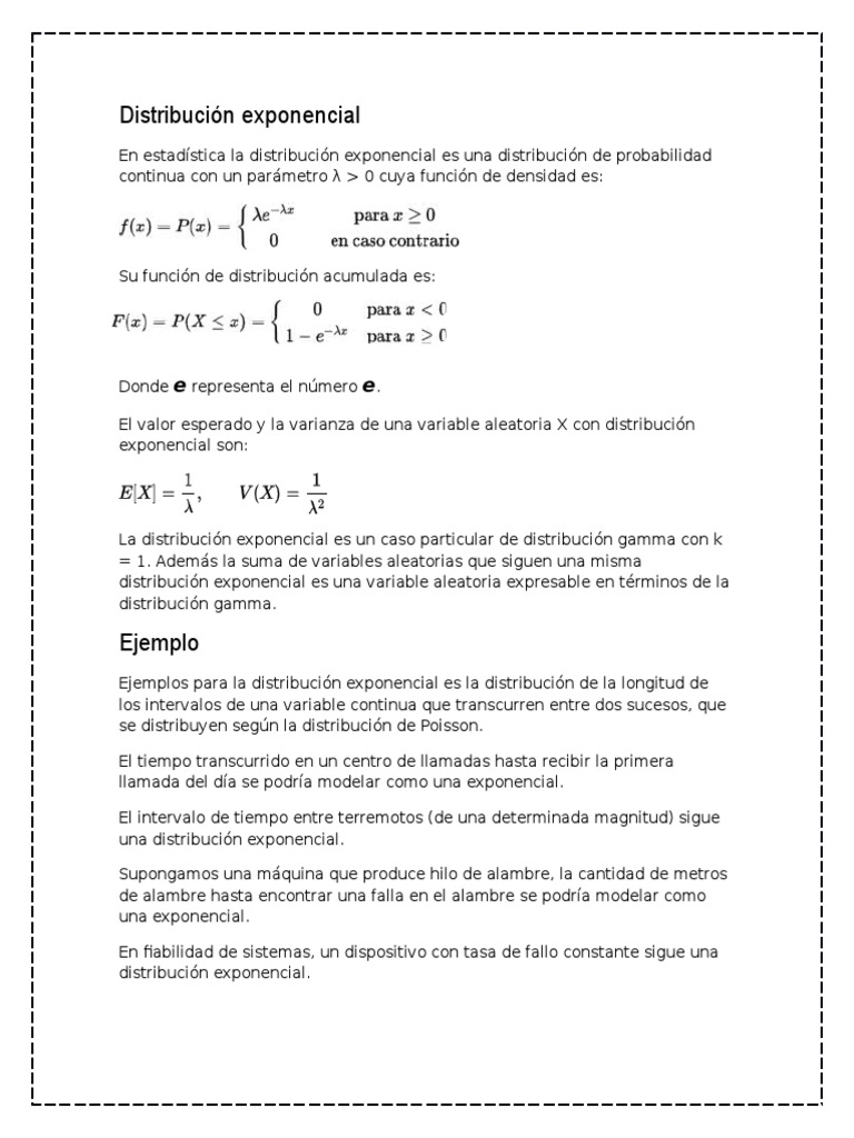 Características de la Distribución Exponencial | PDF | Distribución de ...