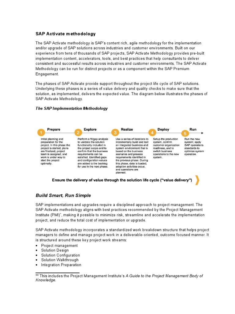 SAP Activate Methodology RFP (On-Prem and Managed Cloud) V4 | PDF ...