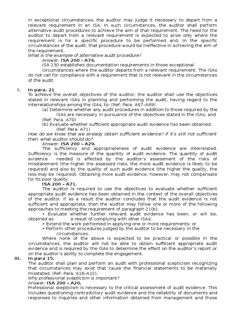 QnA ISA 200 & ISA 210 | PDF | Financial Audit | Audit