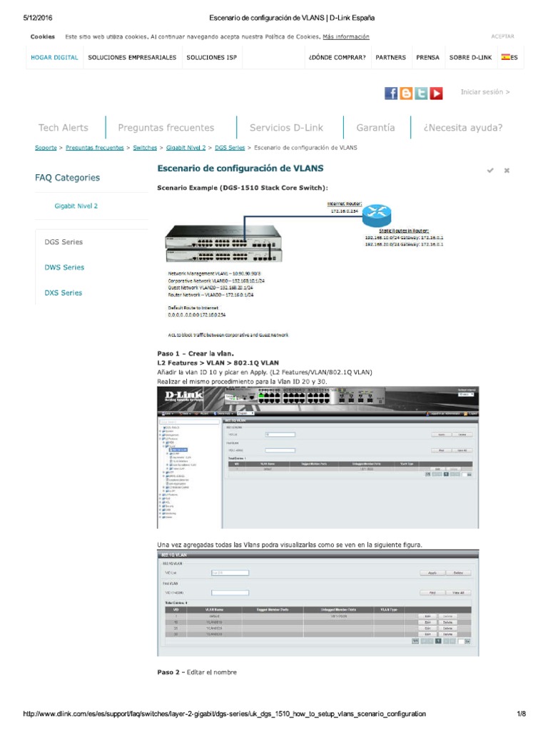 Escenario de Configuración de VLANS - D-Link España | PDF