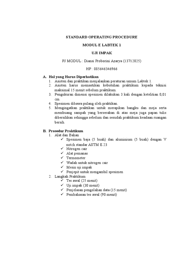 Sop Uji Impak | PDF