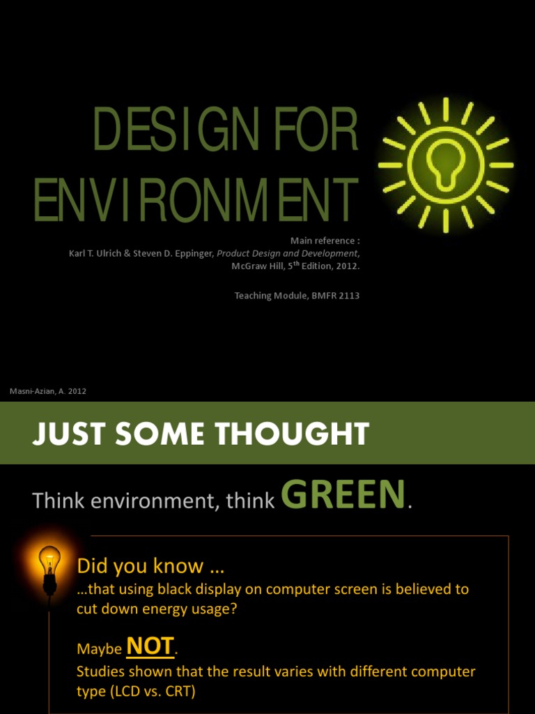 Design for Environment Overview | PDF | Life Cycle Assessment | Waste ...