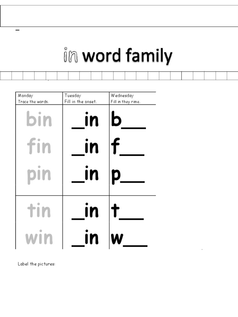 Bin Fin Pin Tin Win: - in B - in F - in P - in T - in W | PDF
