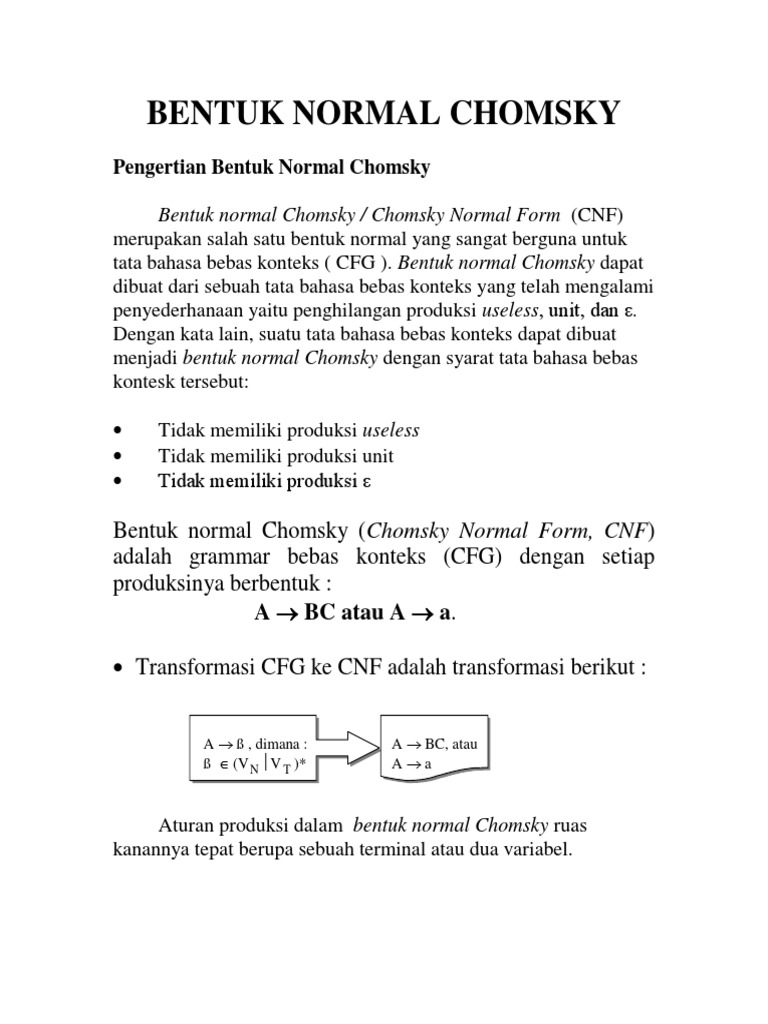 Bentuk Normal Chomsky | PDF