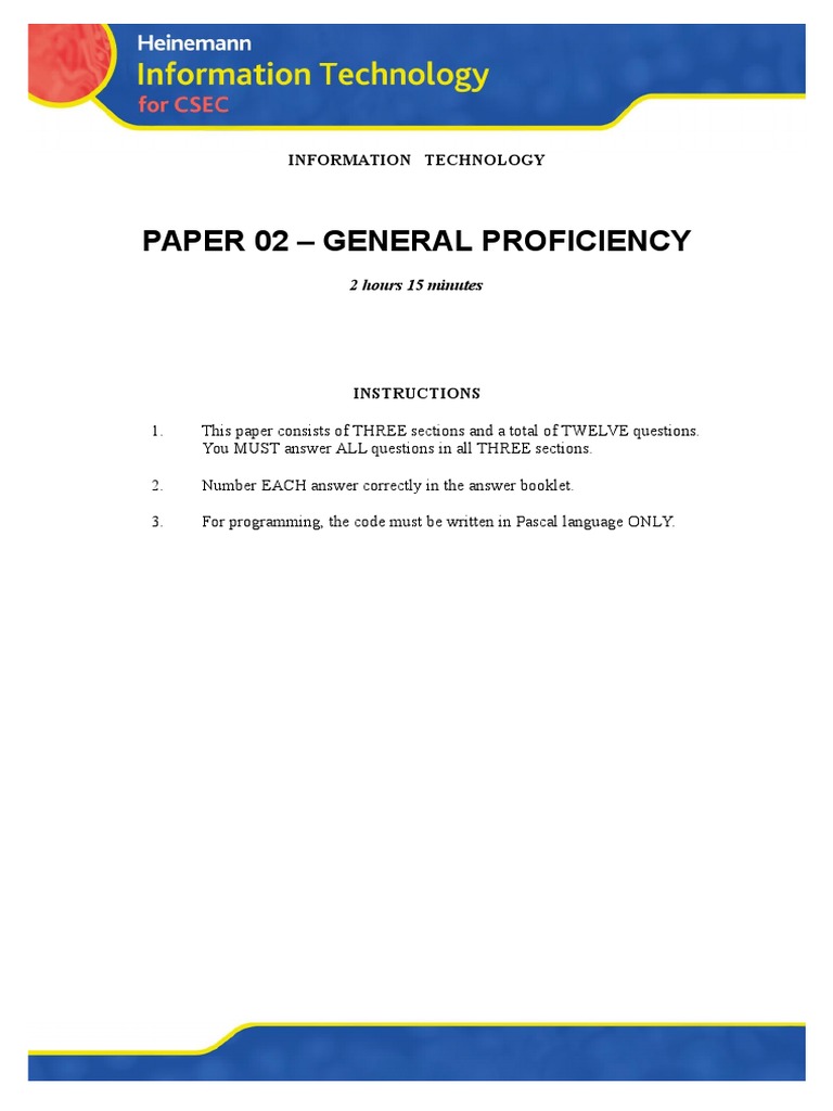 Paper 02 - General Proficiency: Information Technology | PDF | Input ...