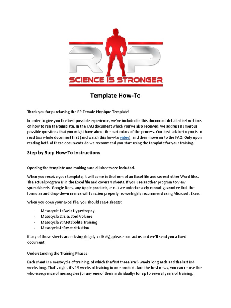 Physique Training Template How To RP | PDF | Muscle Hypertrophy | Sports