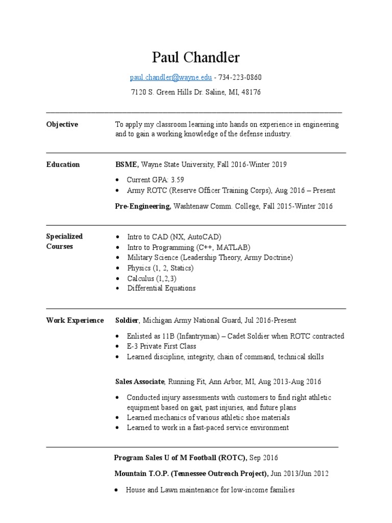 Chandler Resume 1-29-17 | PDF