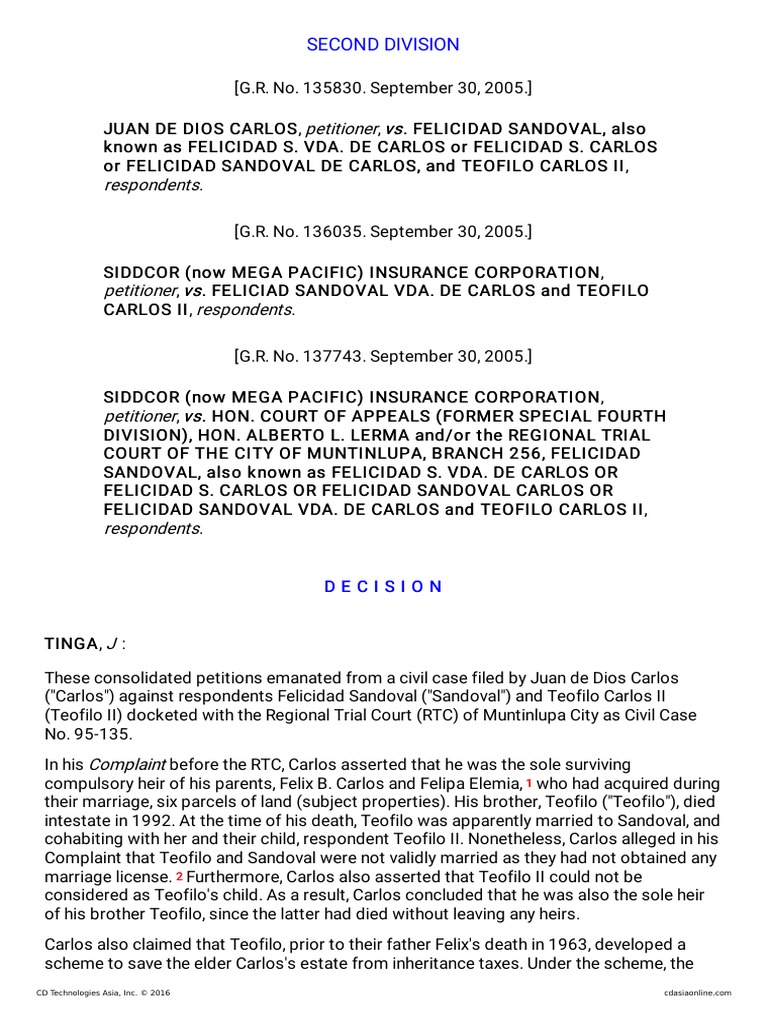 Carlos v. Sandoval | PDF | Judgment (Law) | Appeal