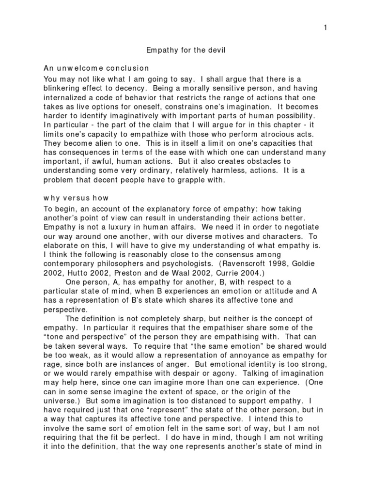 Empathy For The Devil by Adam Morton | PDF | Empathy | Psychological Concepts