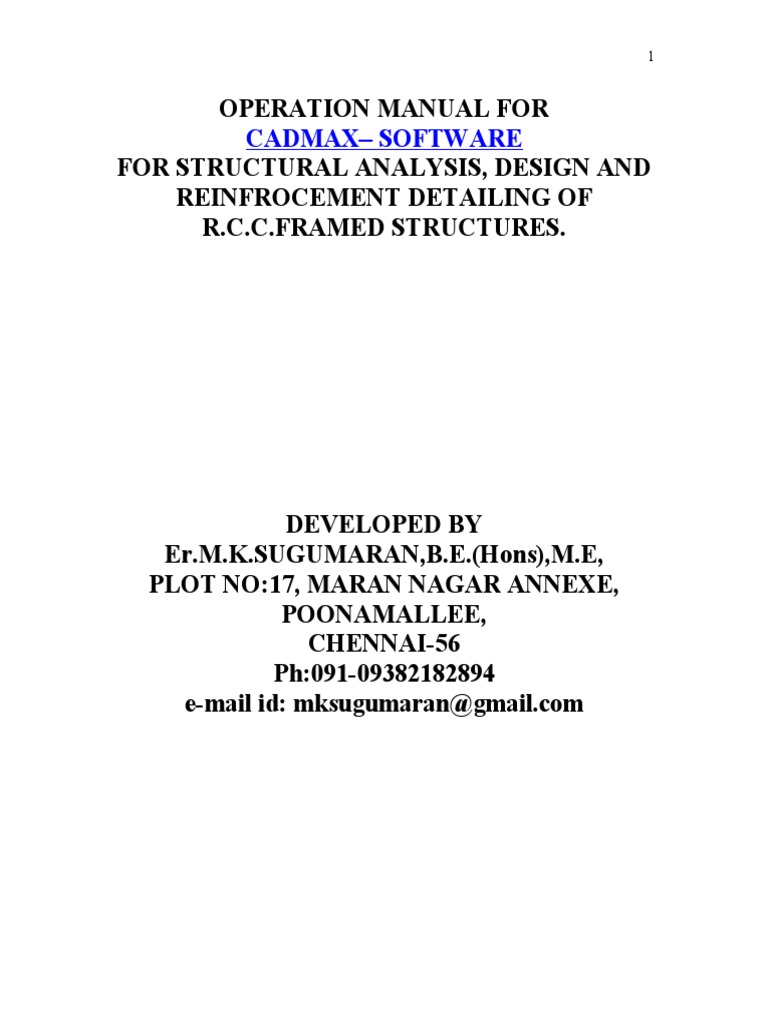 Operation Manual for CADMAX Software: A Guide to Using CADMAX for ...