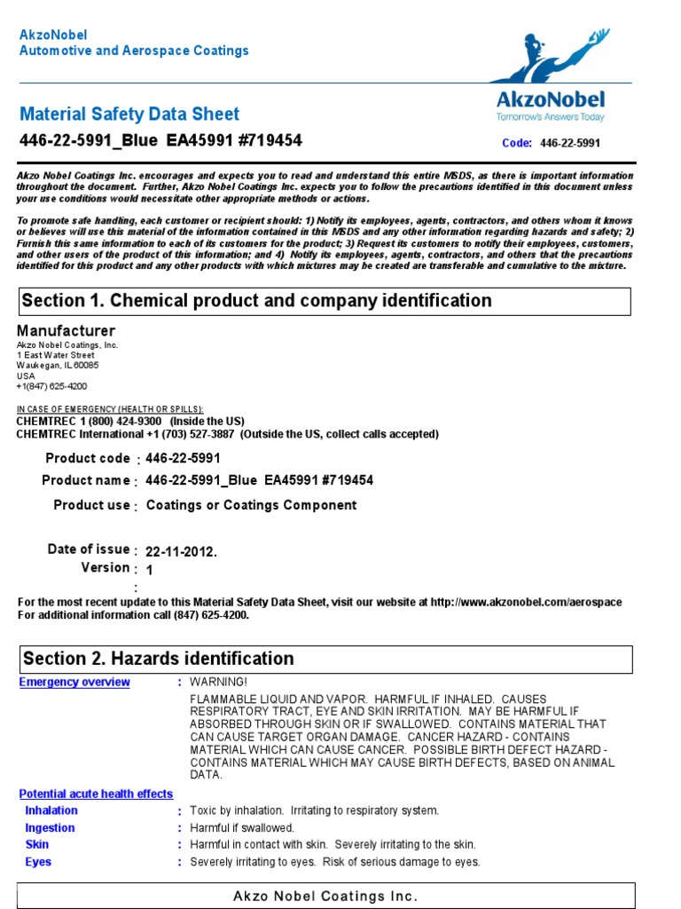 Cp2245 Finish Paint Ea4-5991 Msds | PDF | Personal Protective Equipment ...