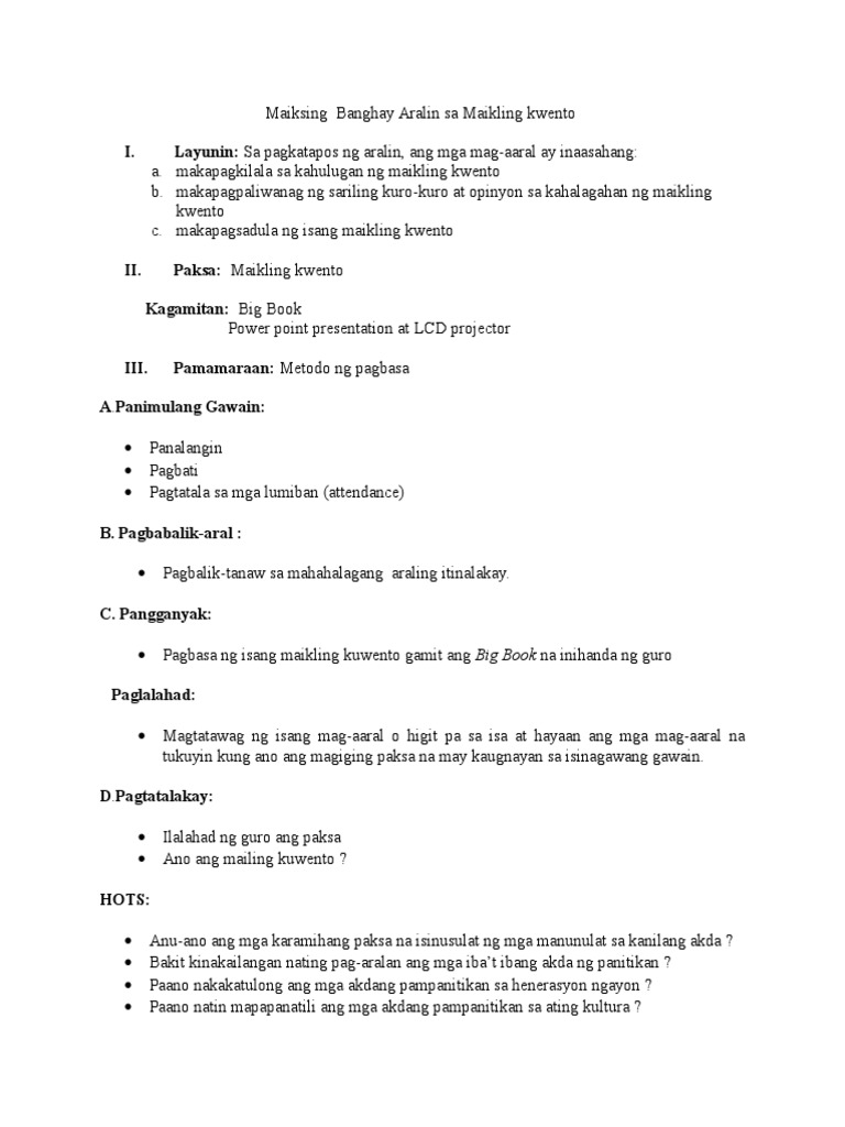 5 Brief Lesson Plan | PDF