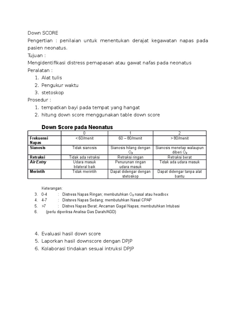 Down Score Neonatus | PDF