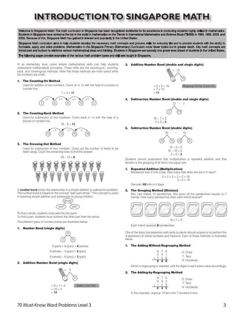 Introduction To Singapore Math: 70 Must-Know Word Problems Level 3 3 | PDF
