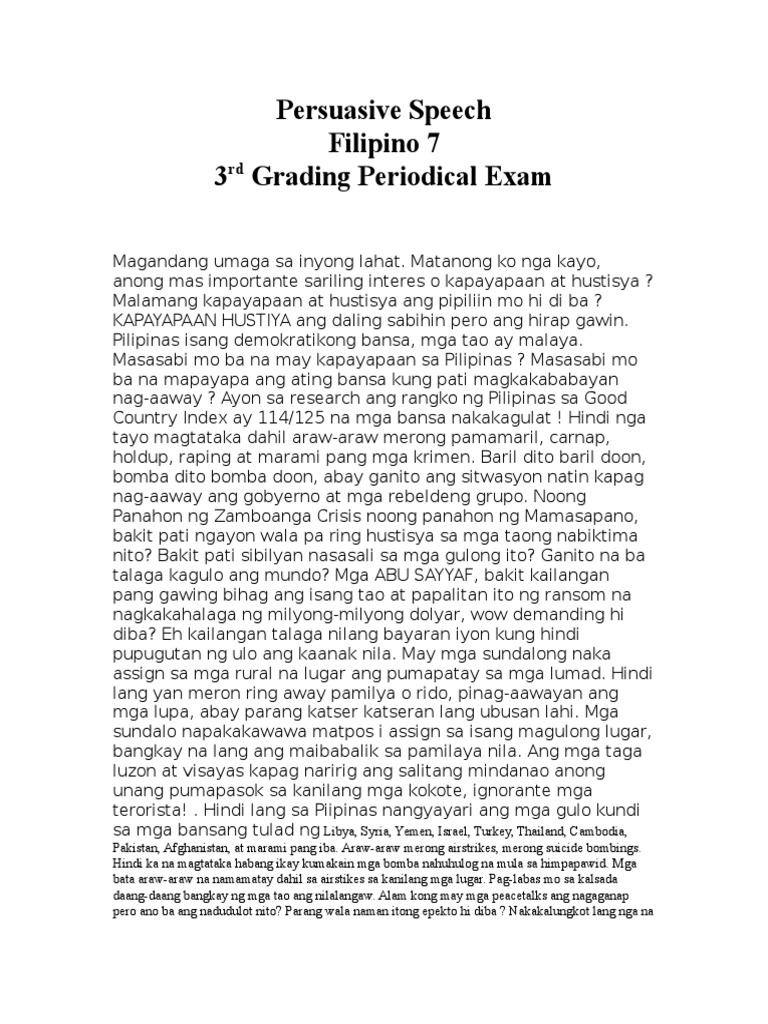 Persuasive Speech Final Pdf