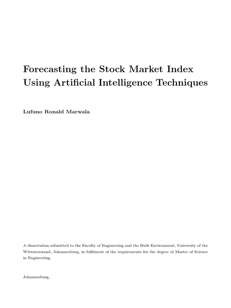 Marwala's MSC Dissertation | PDF | Forecasting | Time Series