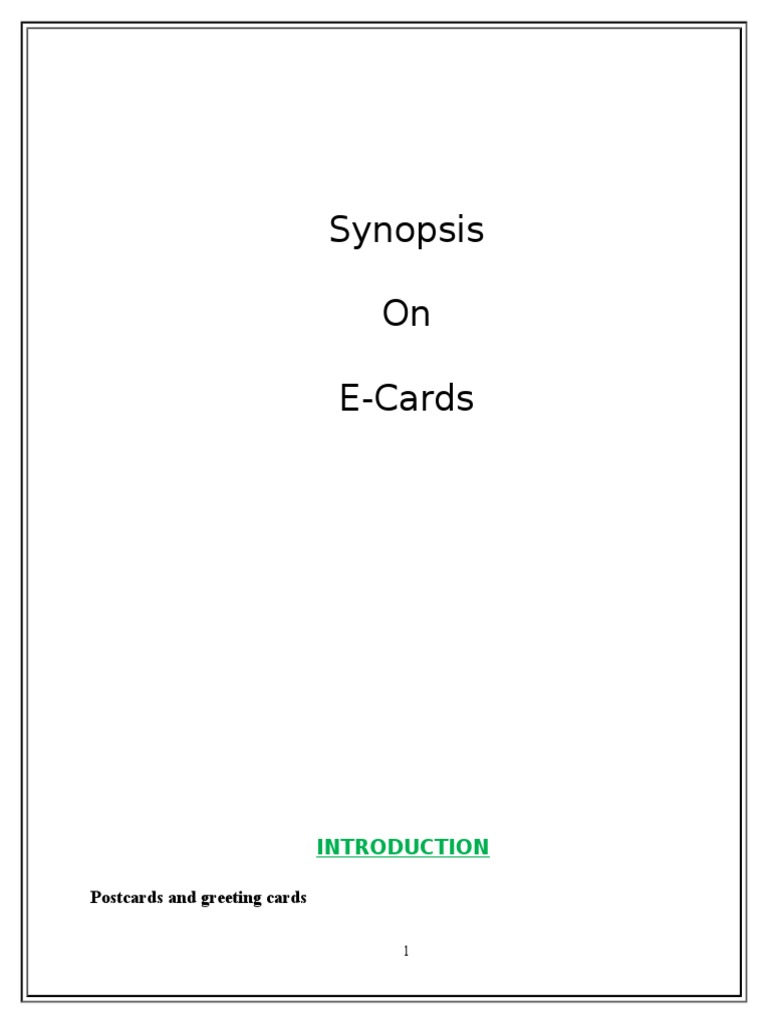 Sysnopsis of E-Cards | PDF | Digital Technology | Computing