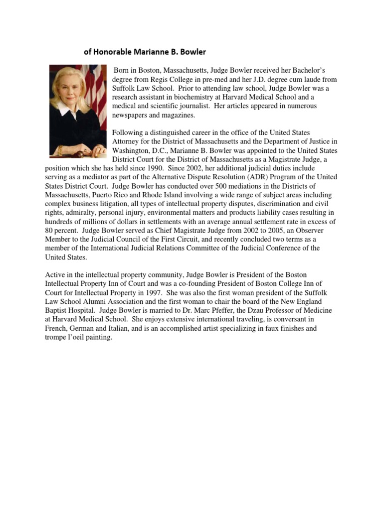 Marianne B Bowler Biography Extract | PDF | Alternative Dispute ...