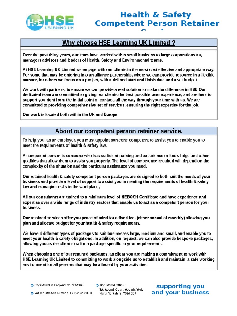 2017-02 - HSELUK - Retainer Plan | PDF | Occupational Safety And Health ...