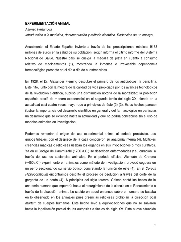 Ensayo Reducido Experimentación Animal | PDF | Science | Método científico