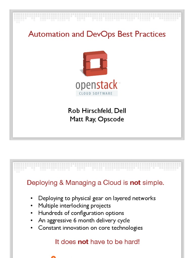 Automation and DevOps Best Practices Presentation | PDF | Open Stack | Cloud Computing