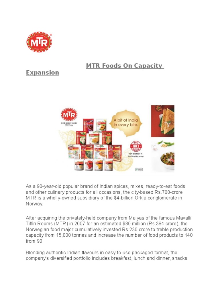 Why To Shop MTR Foods | PDF