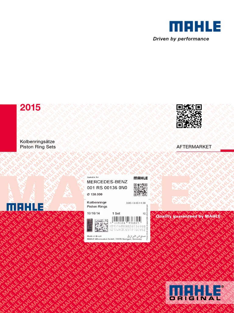 MAHLE Original Piston Ring Sets 2015 PDF | PDF | Engines | Rotating ...