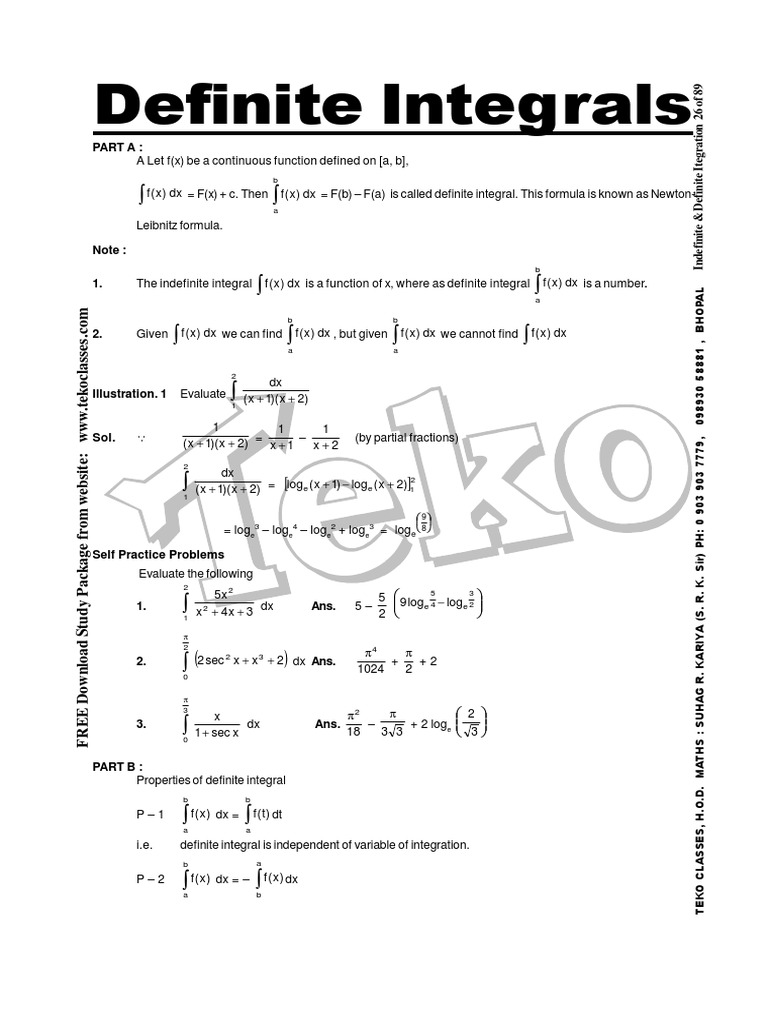 Defining the Definite Integral: The Newton-Leibniz Formula and ...