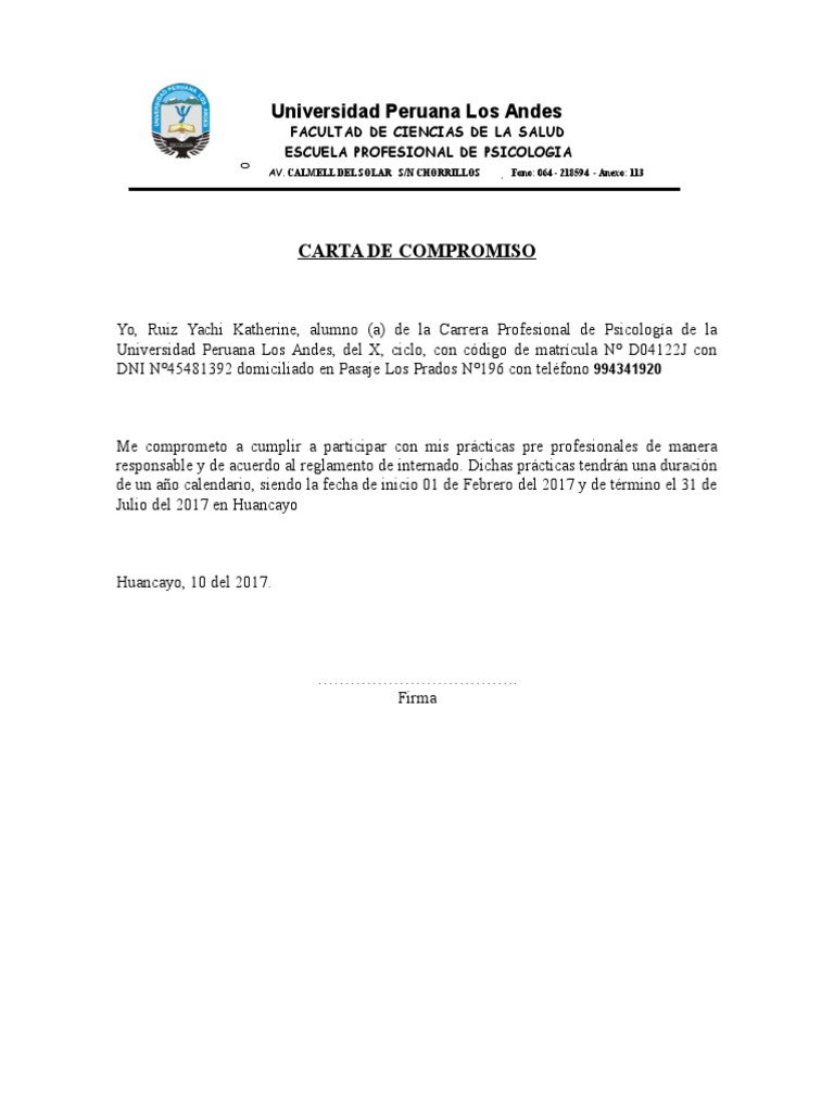 Formato de Carta de Compromiso | PDF