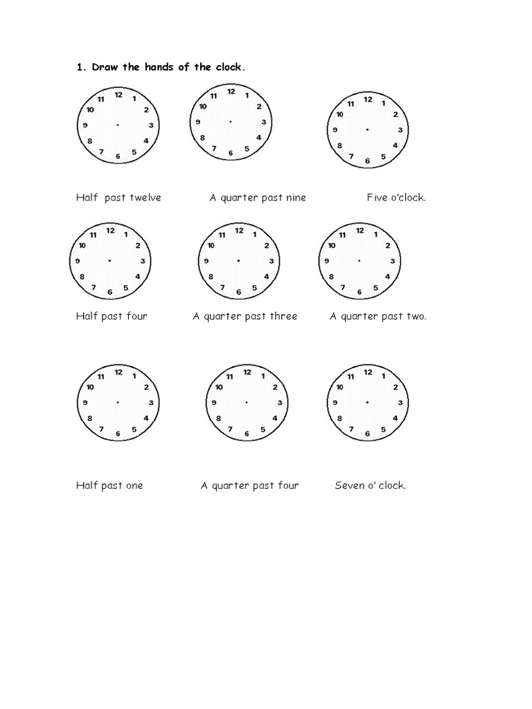 2893 Draw The Hands of The Clocks | PDF | Language Arts & Discipline | Art