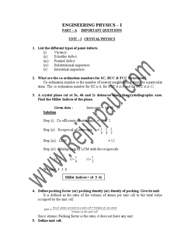 Key Questions in Engineering Physics I | PDF | Optical Fiber | Crystal ...