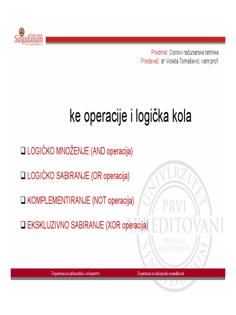 ORT 4 - Logicke Operacije PDF | PDF