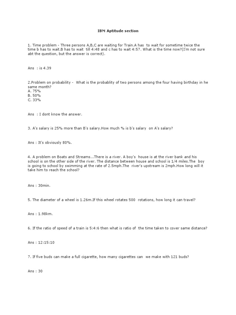 IBM Aptitude Section | PDF