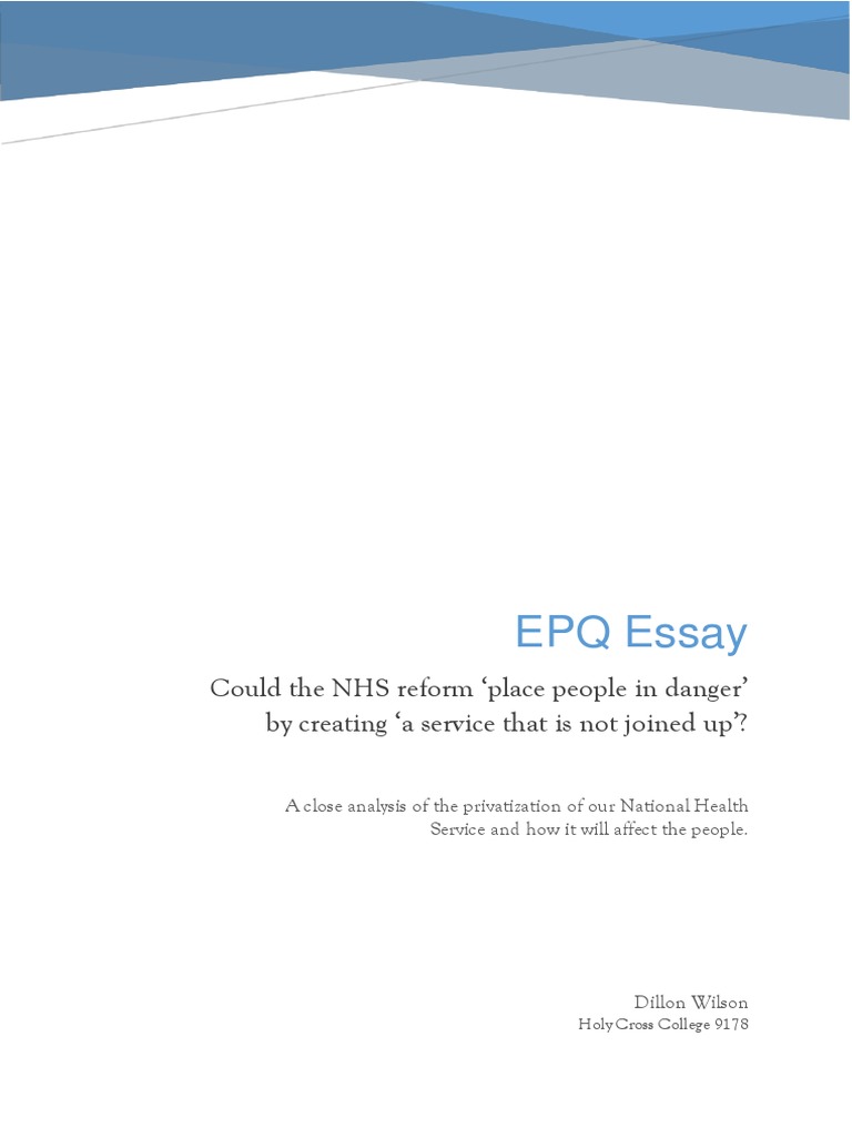 Wilson, Dillon - EPQ Essay Final (Dec 2014) | PDF | National Health ...