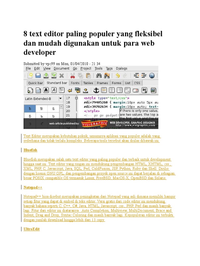 Macam-Macam Text Editor | PDF