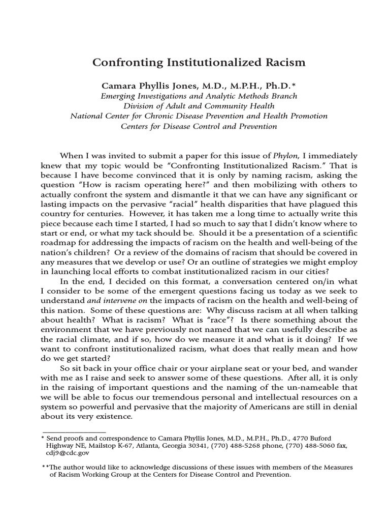 Jones-Confronting-Institutionalized-Racism - Phylon 2003 PDF | PDF ...
