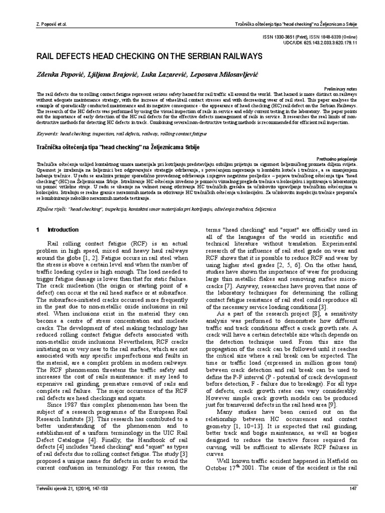 Head Checking | PDF | Track (Rail Transport) | Rail Transport