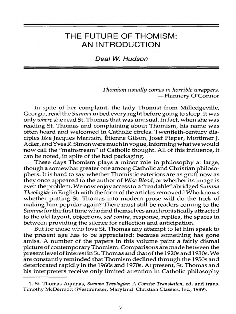 The Future of Thomism: An Introduction to the Continued Interest in and ...