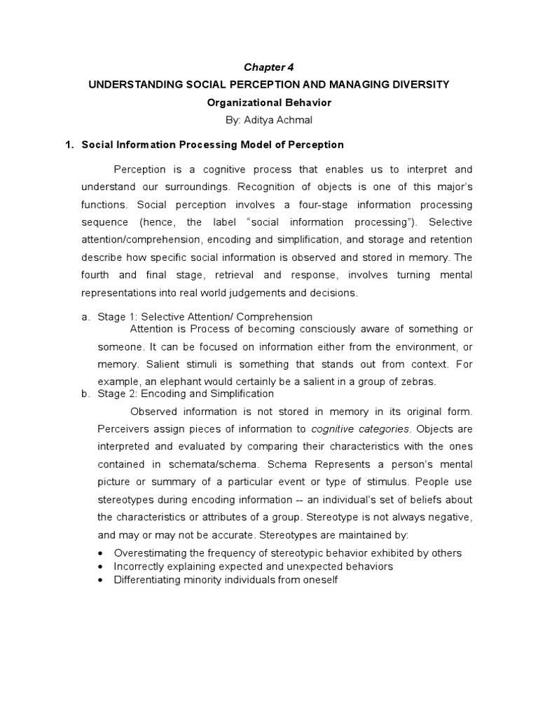 Chapter 4 Understanding Social Perception | Download Free PDF | Schema ...