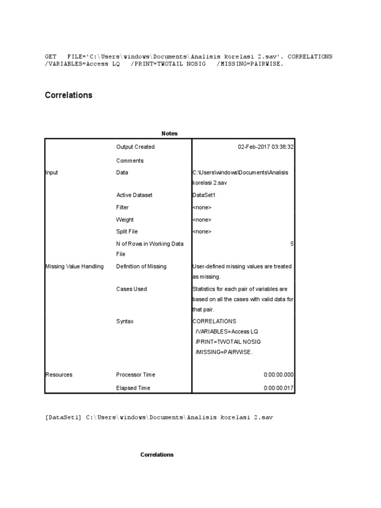 Output | PDF | Spss | Correlation And Dependence
