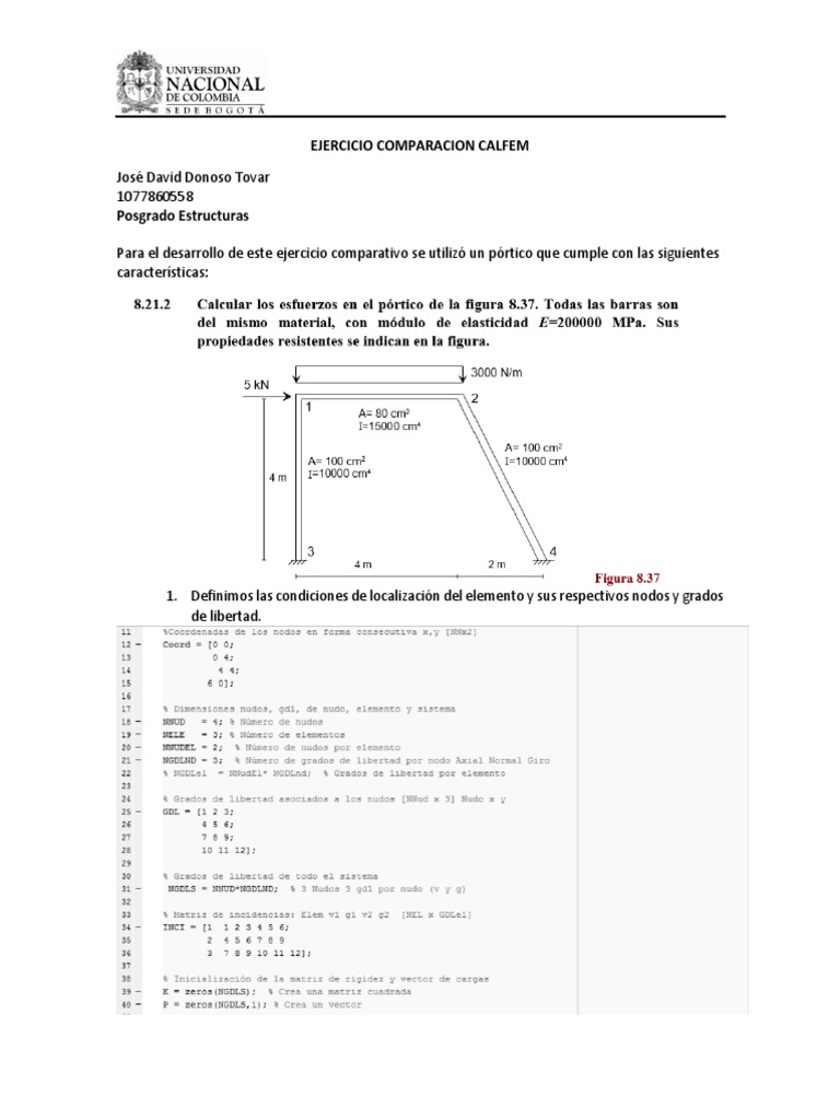Tarea Calfem | PDF | Matriz (Matemáticas) | Áreas de informática