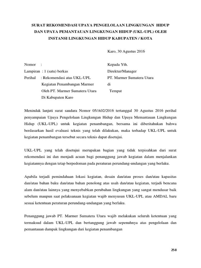 Format Surat Ukl-Upl | PDF