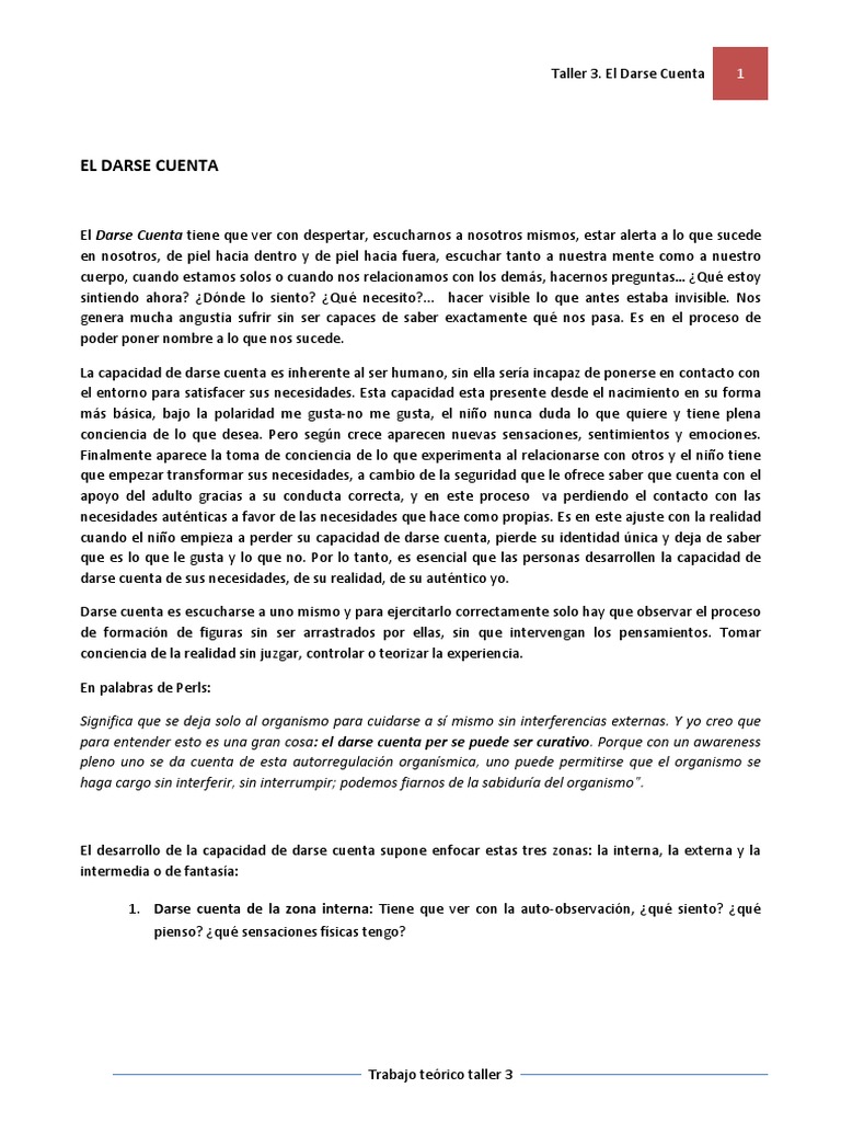 Darse Cuenta: Conciencia y Autoregulación | PDF | Terapia Gestalt ...