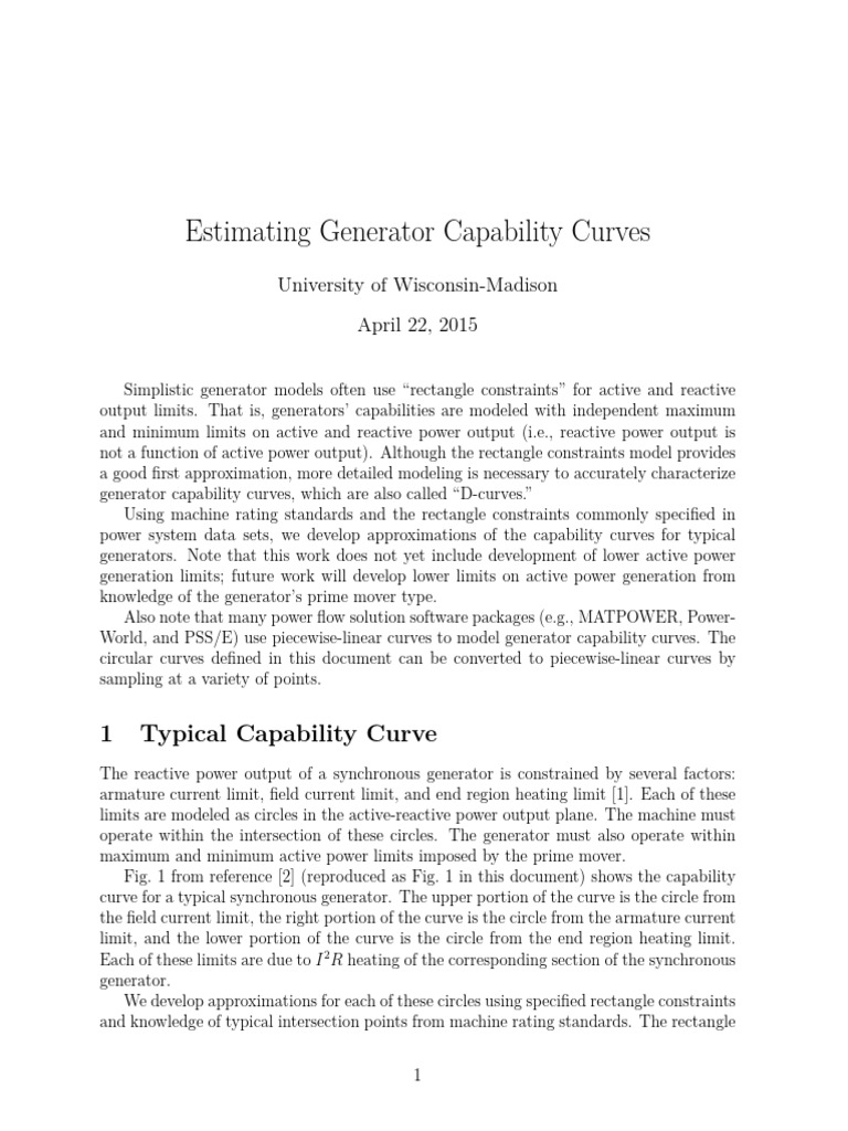 Capability Curves PDF | PDF | Electric Generator | Engines